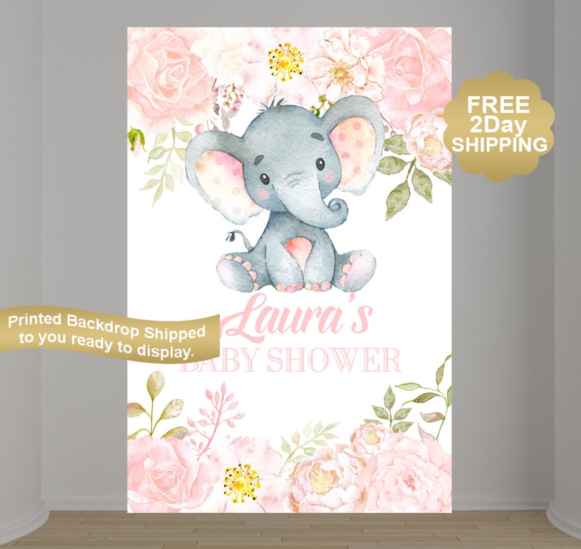 Elephant Baby Shower Backdrop Elephant Party Backdrop | Etsy