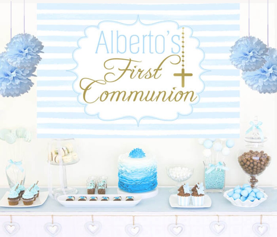 First Communion Cake Table Backdrop | Religious Photo Backdrop ...
