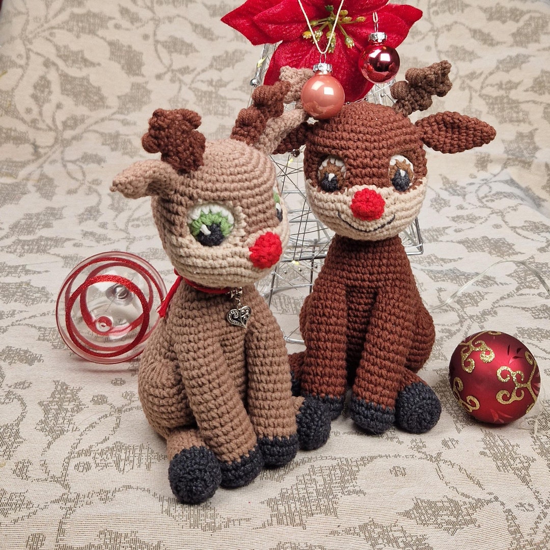 Rudolph the Sitting Reindeer No-sew Crochet Pattern, Seamless Amigurumi ...