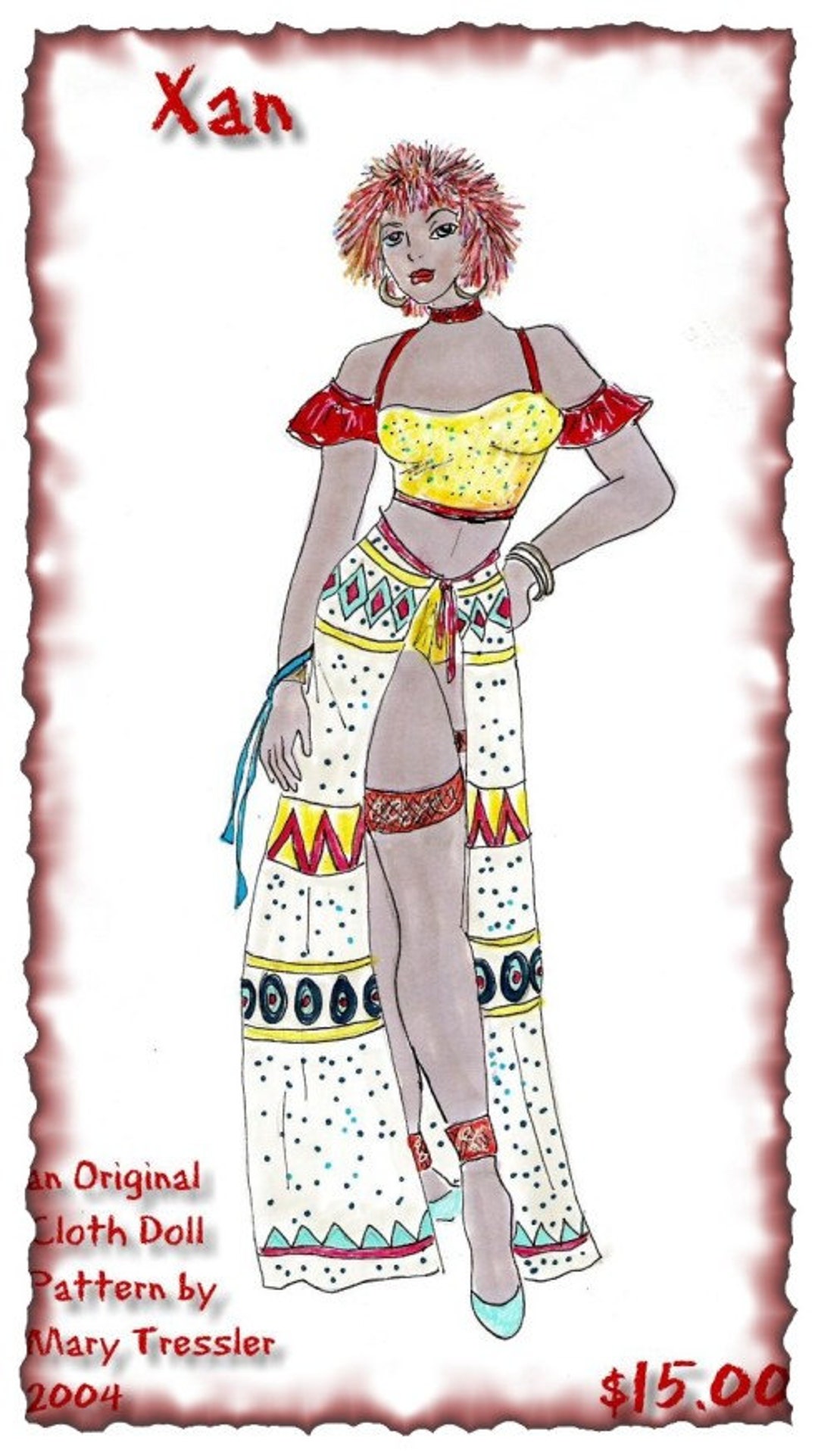 PDF Digital Download, Original Design Dolls, Cloth Doll Pattern "xan ...