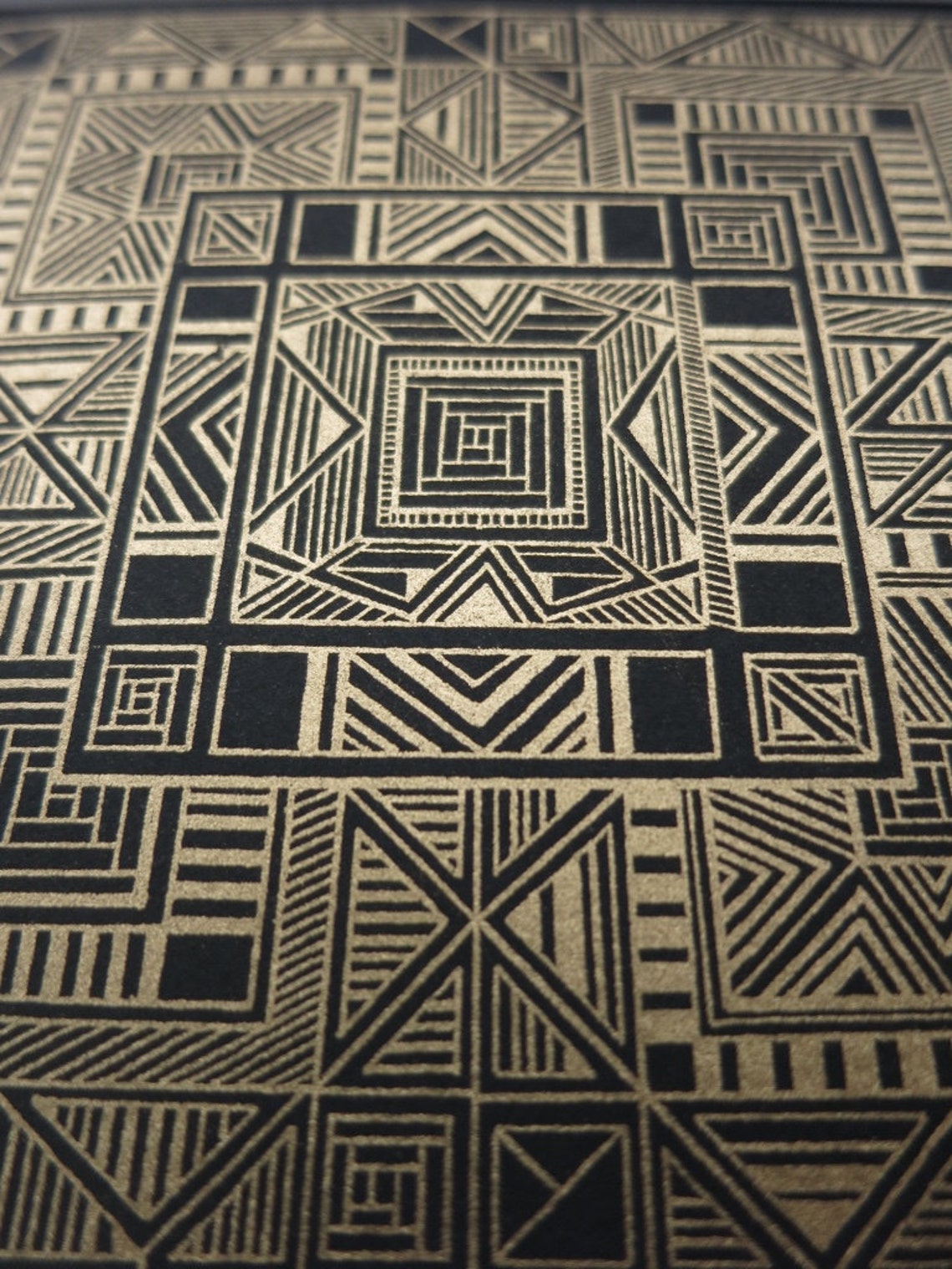 Aztec Print. Aztec Screen Print. Gold Aztec Print by Quantum - Etsy