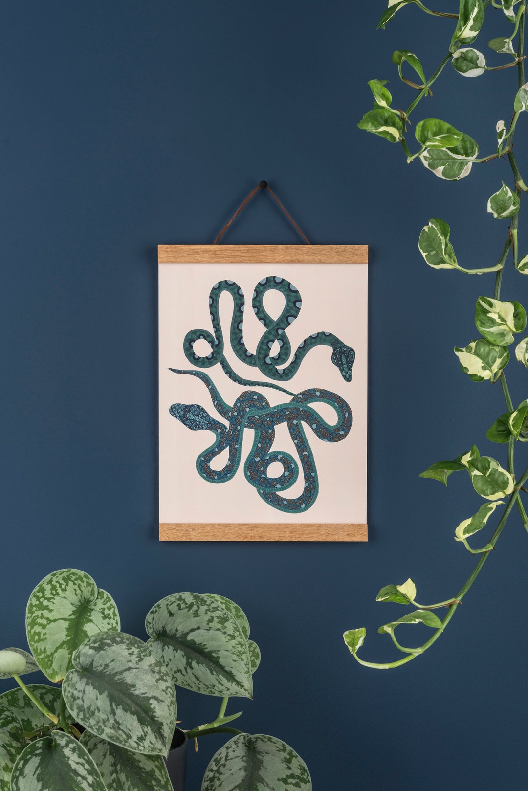 Two Serpents. Two Snakes Art Print. Serpent Art Print. Snake Art Print ...