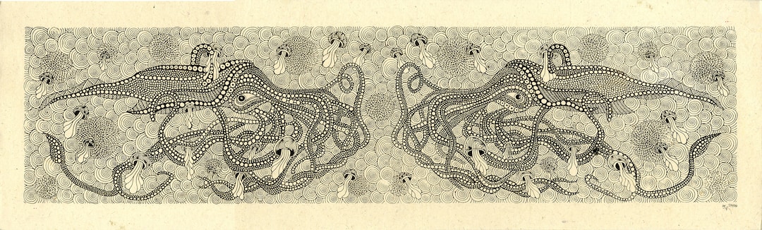 Squid Print. Squid Art Print. Kraken Print. Squid Screen Print. Screen ...