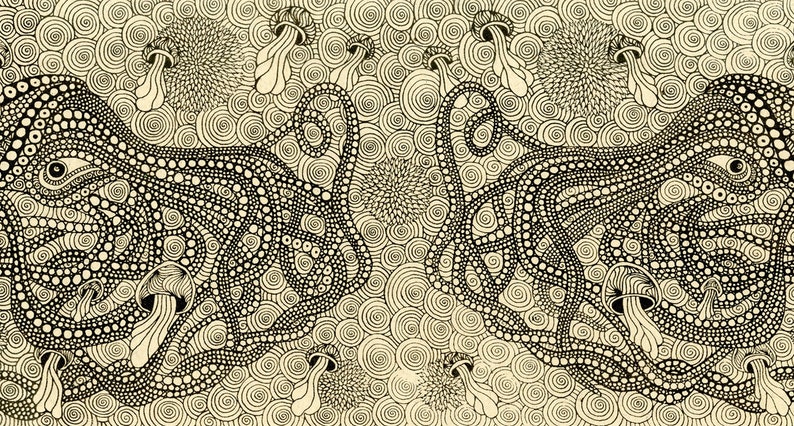 Squid Print. Squid Art Print. Kraken Print. Squid Screen - Etsy