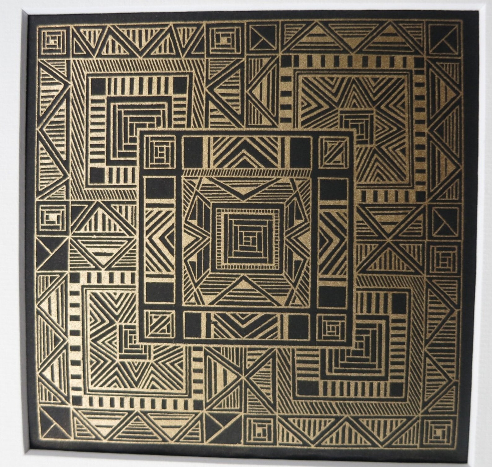 Aztec Print. Aztec Screen Print. Gold Aztec Print by Quantum - Etsy