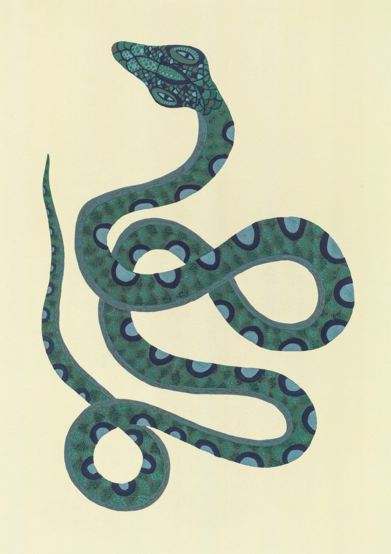 Serpentine Card. Green Snake Card. Serpent Card. Cosmic - Etsy