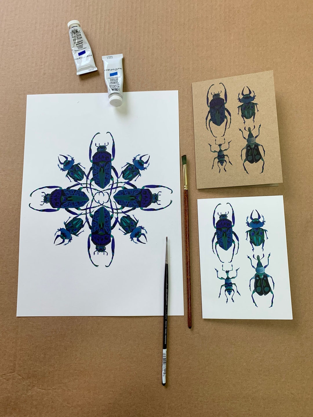 Beetle Mandala Art Print: Signed A4 Kaleidoscope Illustration - Etsy