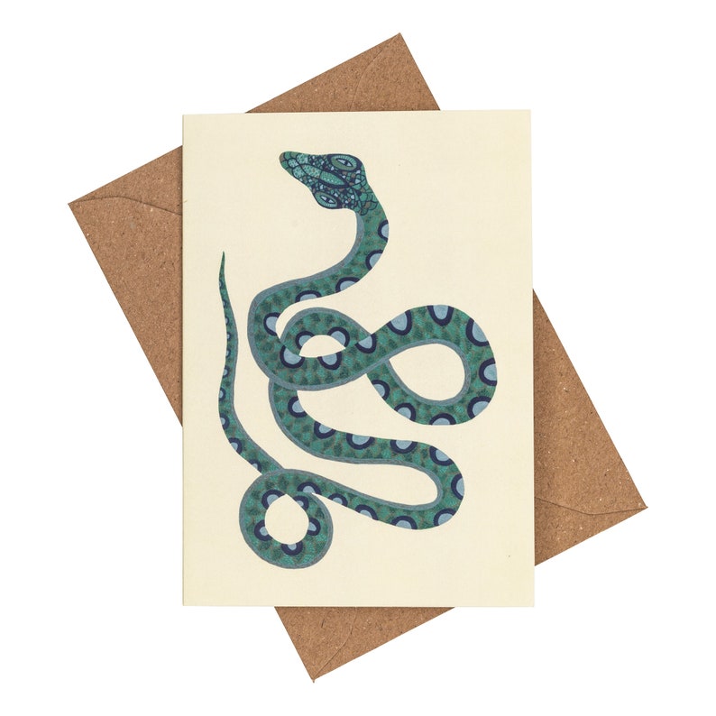 Serpentine Card. Green Snake Card. Serpent Card. Cosmic - Etsy