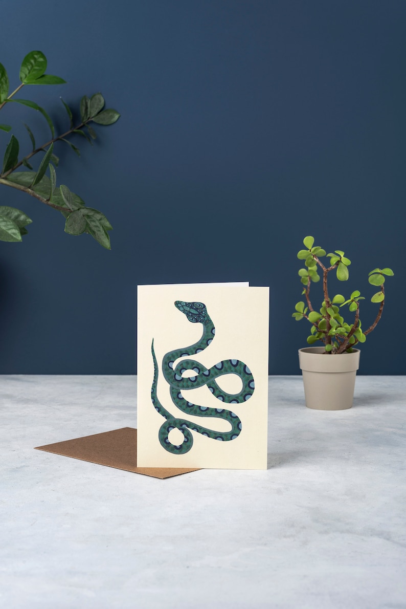 Serpentine Card. Green Snake Card. Serpent Card. Cosmic - Etsy