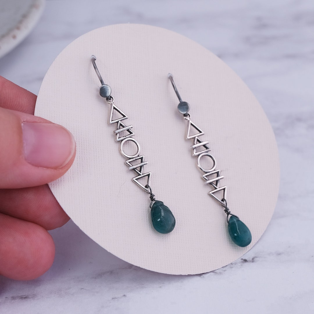 Sterling Silver Element Earrings With Aquamarine Earth, Air, Water and ...