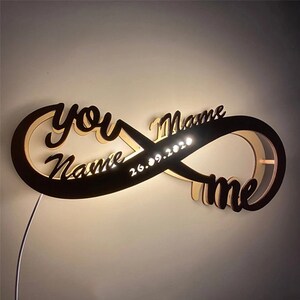 Personalized Infinity I Love You USB LED Night Light Custom Couple Name ...