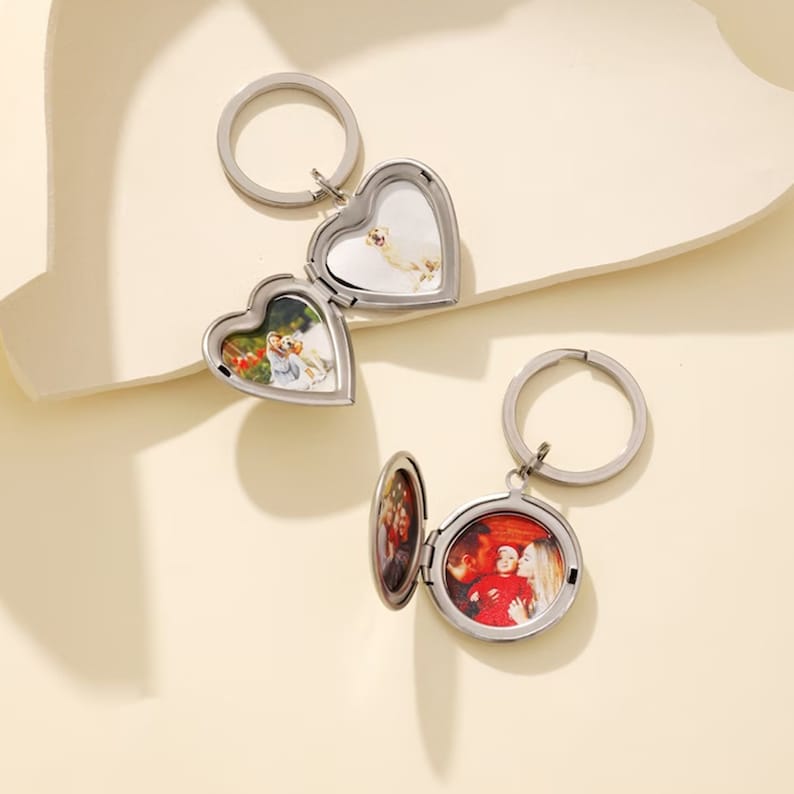 Personalization Photo Locket Keychain Custom Image Keychain Engrave ...