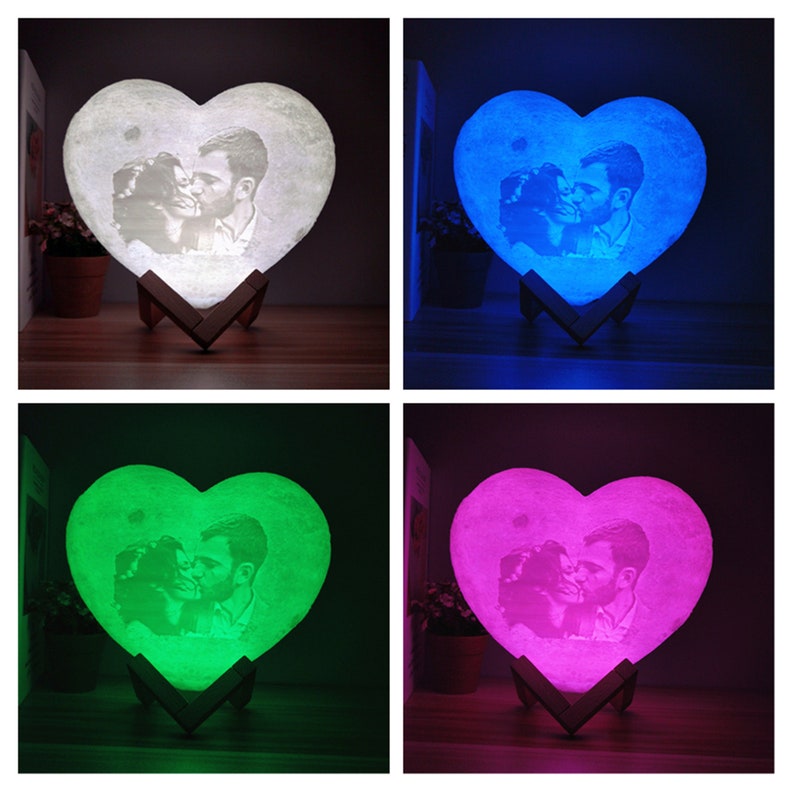 Personalization Heart Moon Lamp Night Light 3D Print Moonlight - Etsy