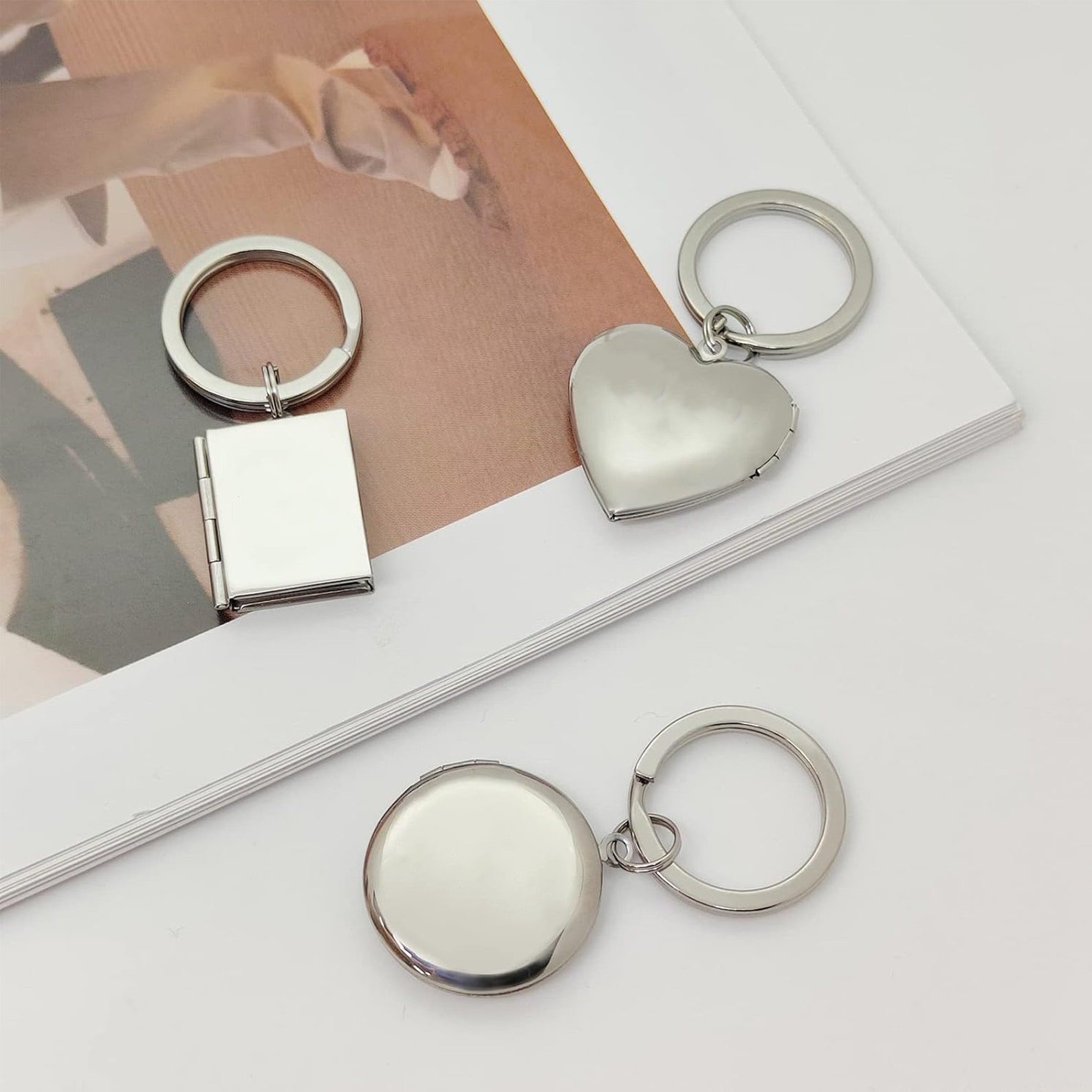 Personalization Photo Locket Keychain Custom Image Keychain Engrave ...
