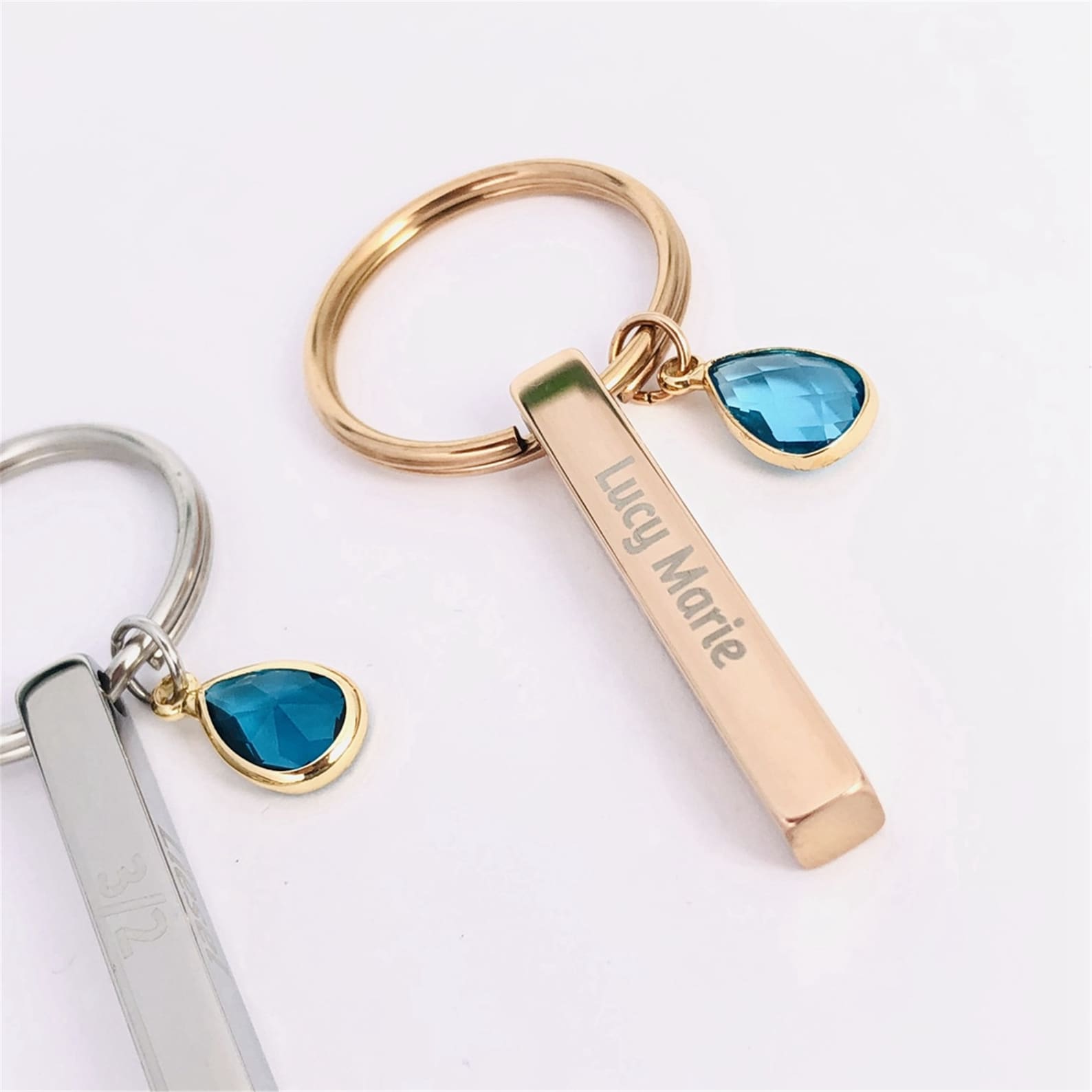 Personalized Birthstone Keychain Custom Name Keychain, Custom Engrave ...