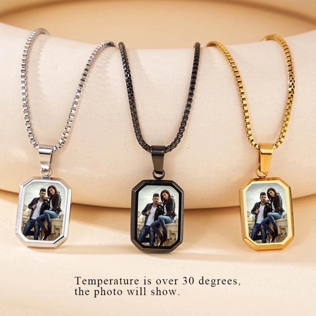 Personalized Photo Magic Necklace Custom Picture Hidden Picture Heat ...