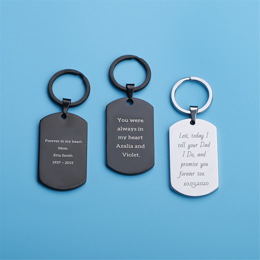 Personalized Engraved Dog Tags Keychain, Stainless Steel Key Rings ...