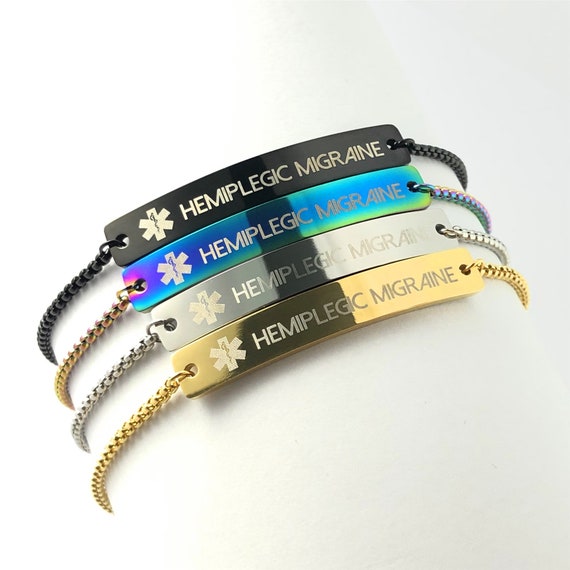Personalized Custom Engraving Medical ID Bracelets for Women Men Stainless Steel Star of Life ID Adjustable Chain Bracelets Etsy