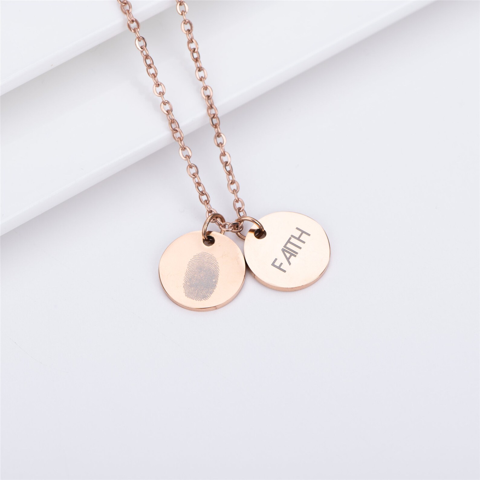 Personalized Fingerprint Tags Necklace Custom Initial Tags Pendant Name ...