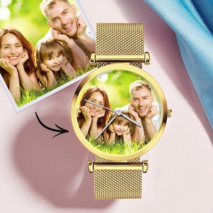 Personalized Photo Watch Custom Photo Name Watch Milanese Strap Watch ...