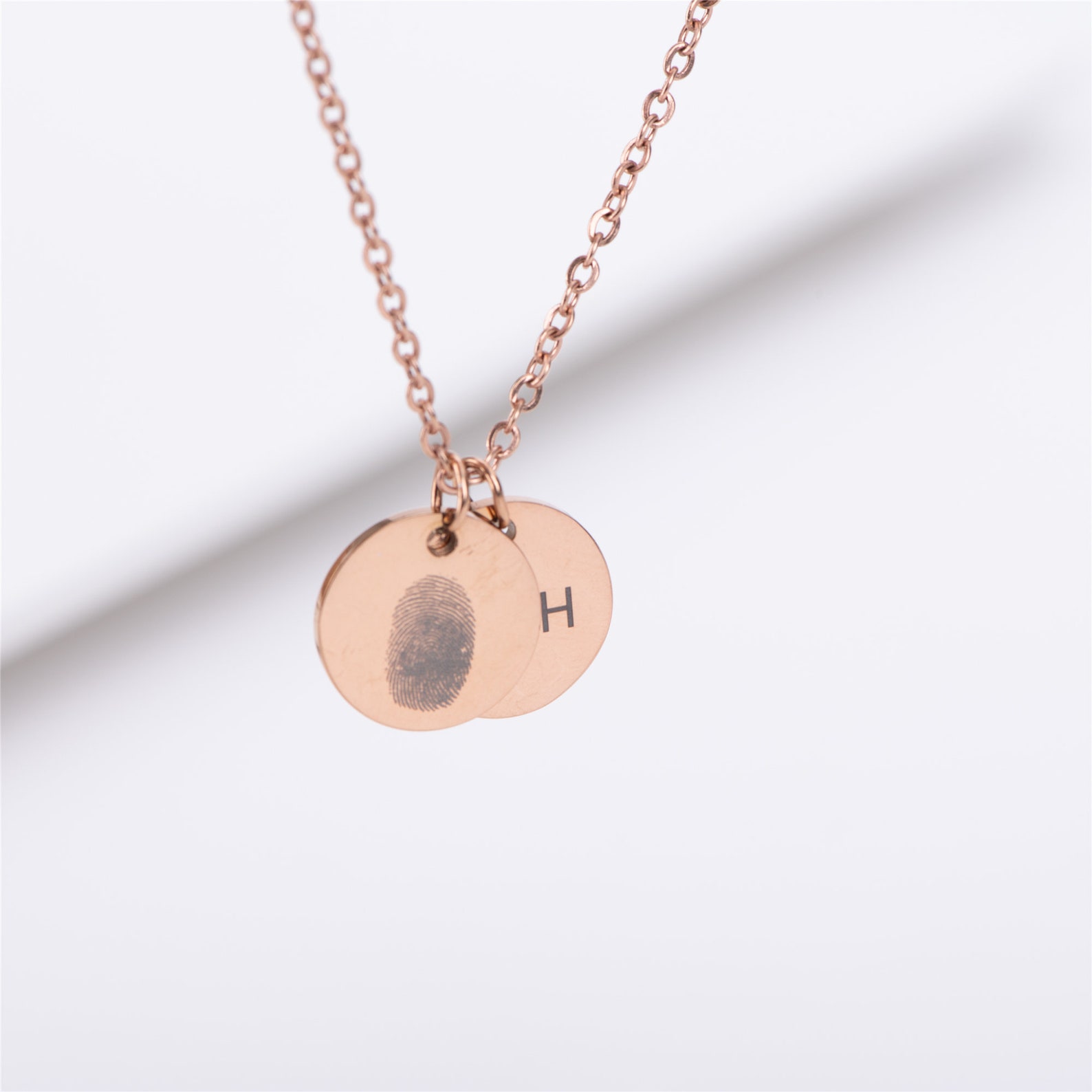 Personalized Fingerprint Tags Necklace Custom Initial Tags Pendant Name ...