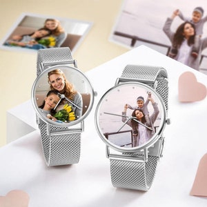 Personalized Photo Watch Custom Photo Name Watch Milanese Strap Watch ...