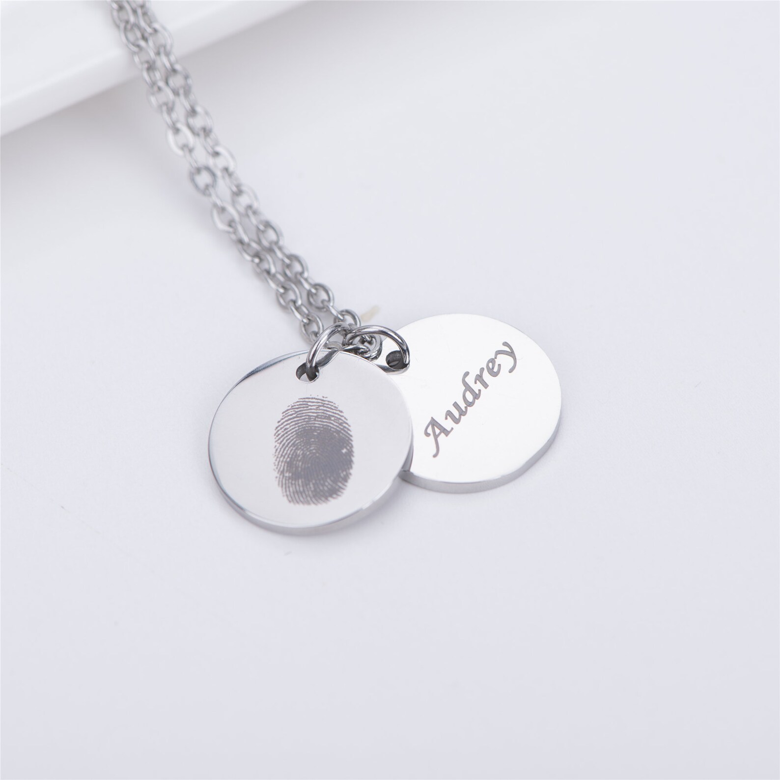 Personalized Fingerprint Tags Necklace Custom Initial Tags Pendant Name ...