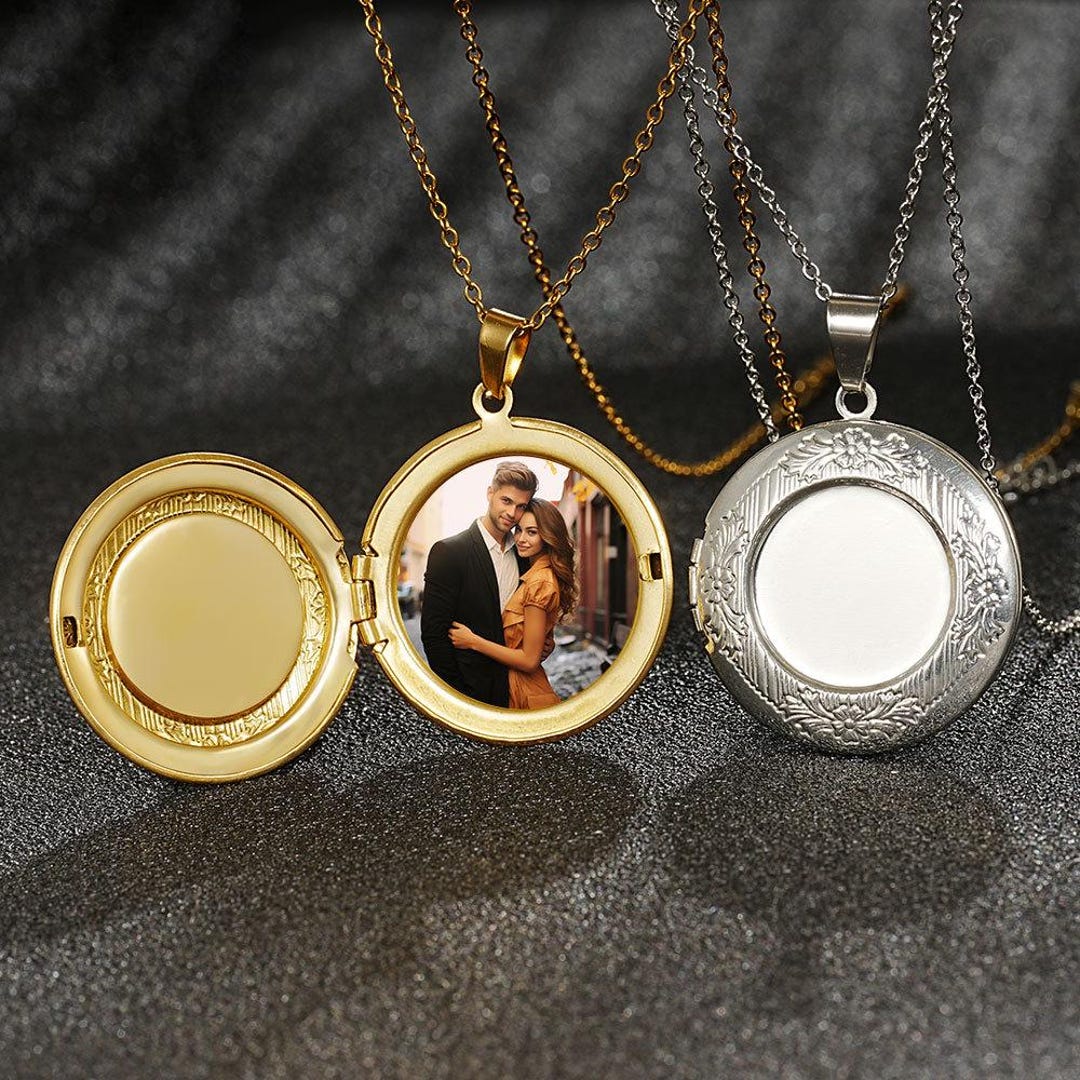 Personalization 2 Photos Locket Necklace, Custom Name Locket Necklace ...