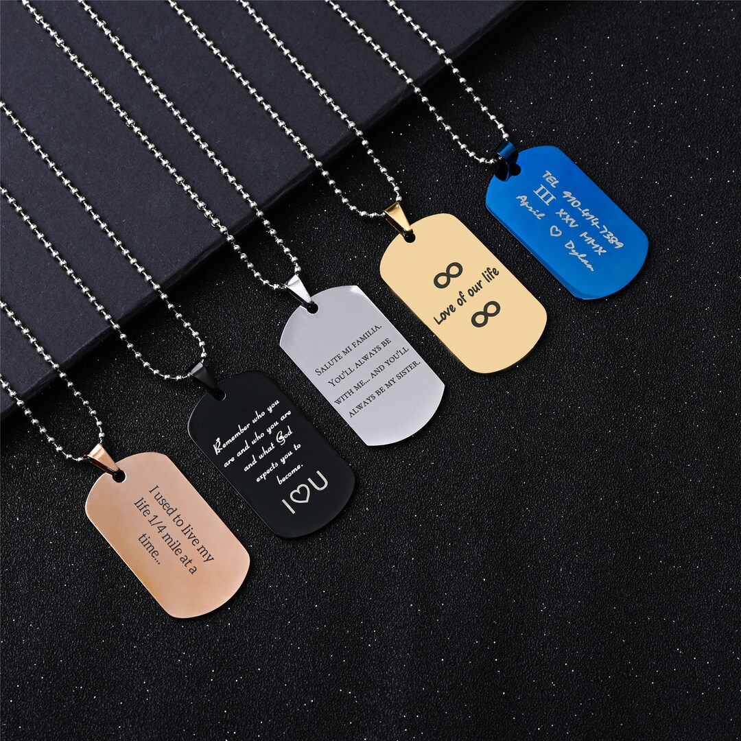Personalized Text Military Dog Tags, Custom US Military ID Tag Necklace ...
