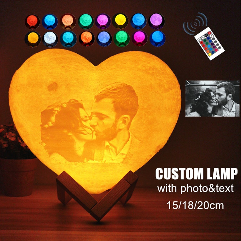 Personalization Heart Moon Lamp Night Light 3D Print Moonlight - Etsy