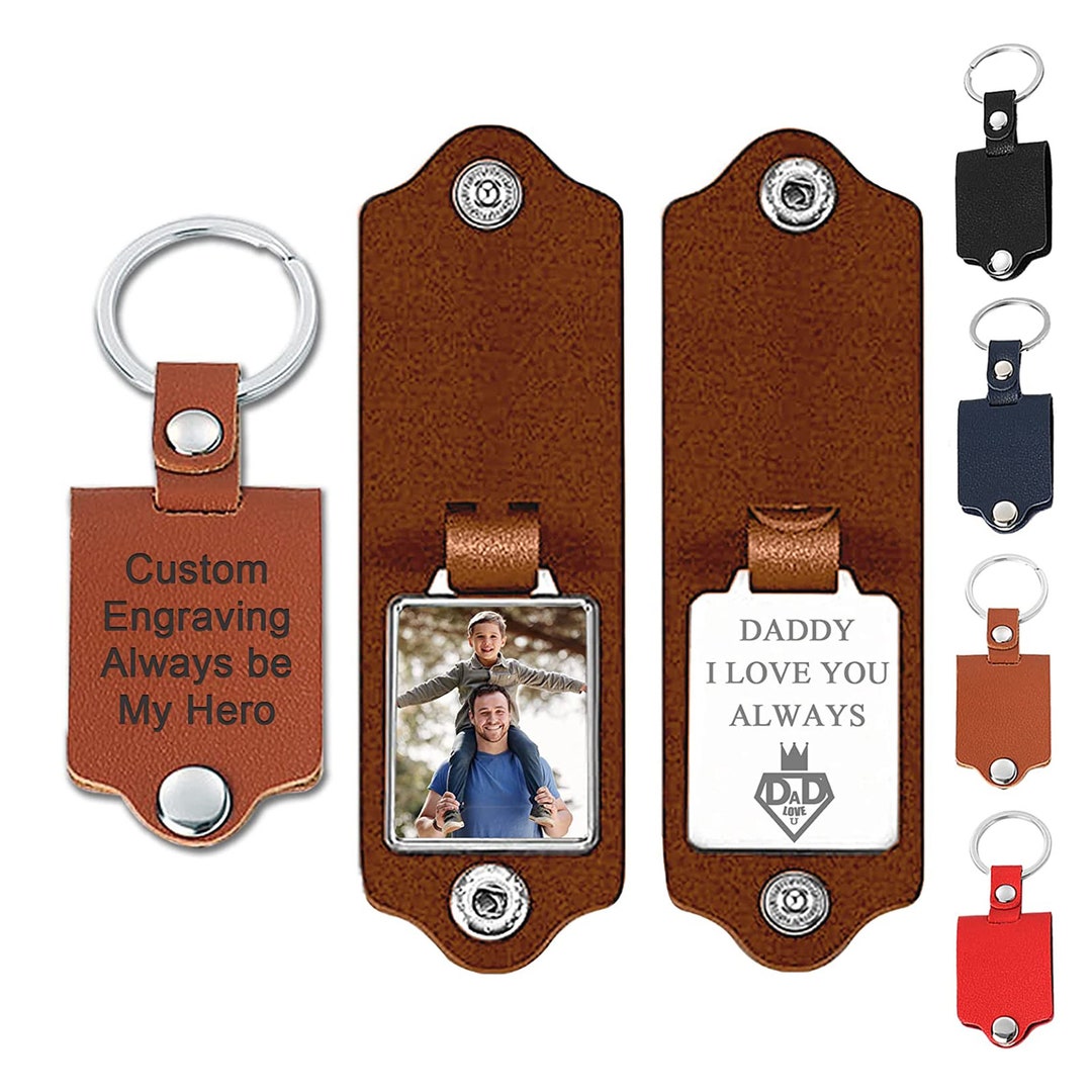 Personalized Genuine Leather Keychain Custom Photo & Text Keychain ...
