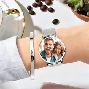 Personalized Image Watch Custom Photo & Calendar Watch Milanese Strap ...