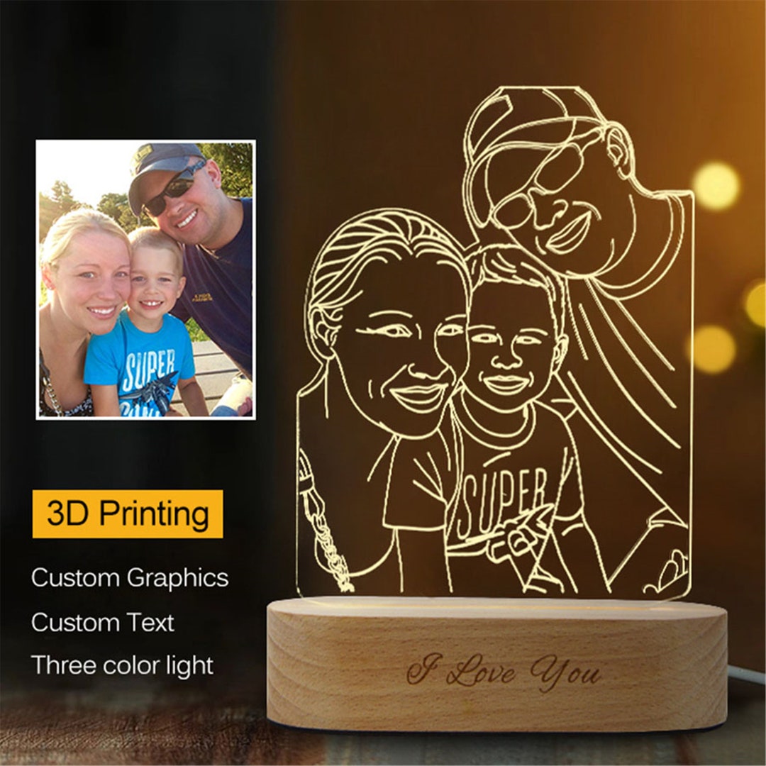 Customized Text Photo 3D Print Night Light Desk Lamp Personalized ...