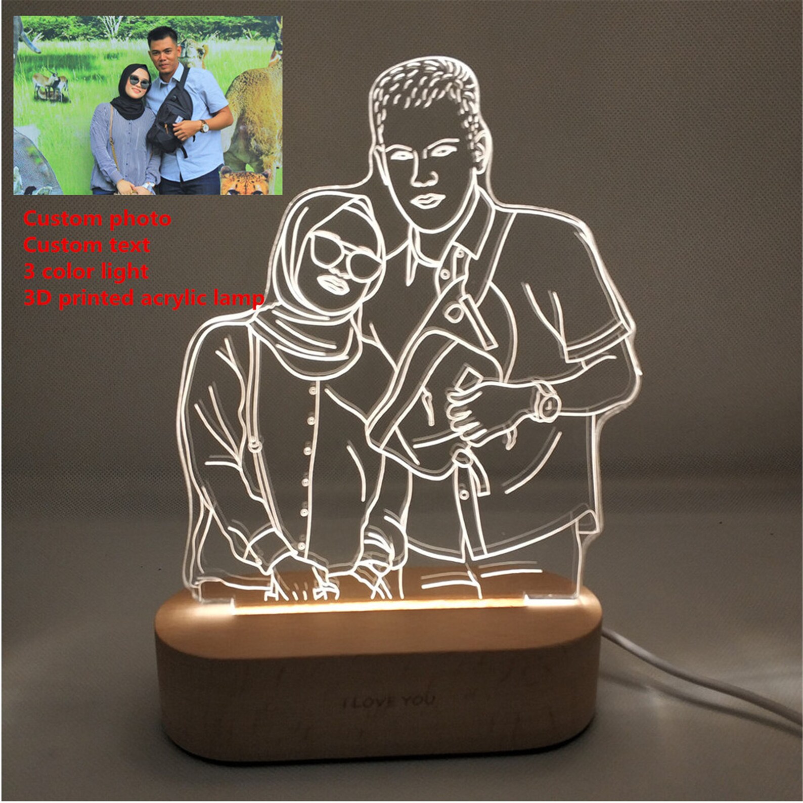 Customized Text Photo 3D Print Night Light Desk Lamp - Etsy