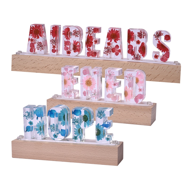 Personalization Dried Flower Name Night Light Custom Epoxy Resin ...