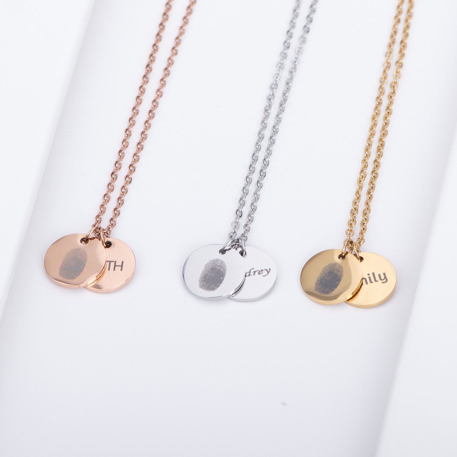 Personalized Fingerprint Tags Necklace Custom Initial Tags Pendant Name ...