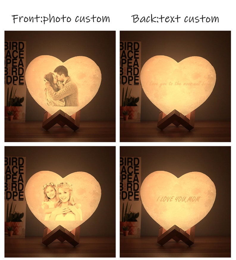 Personalization Heart Moon Lamp Night Light 3D Print Moonlight - Etsy