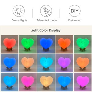 Personalization Heart Moon Lamp Night Light 3D Print Moonlight Moon ...