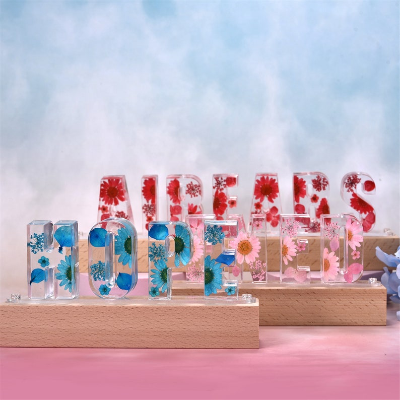 Personalization Dried Flower Light Resin Name LED Night Light - Etsy