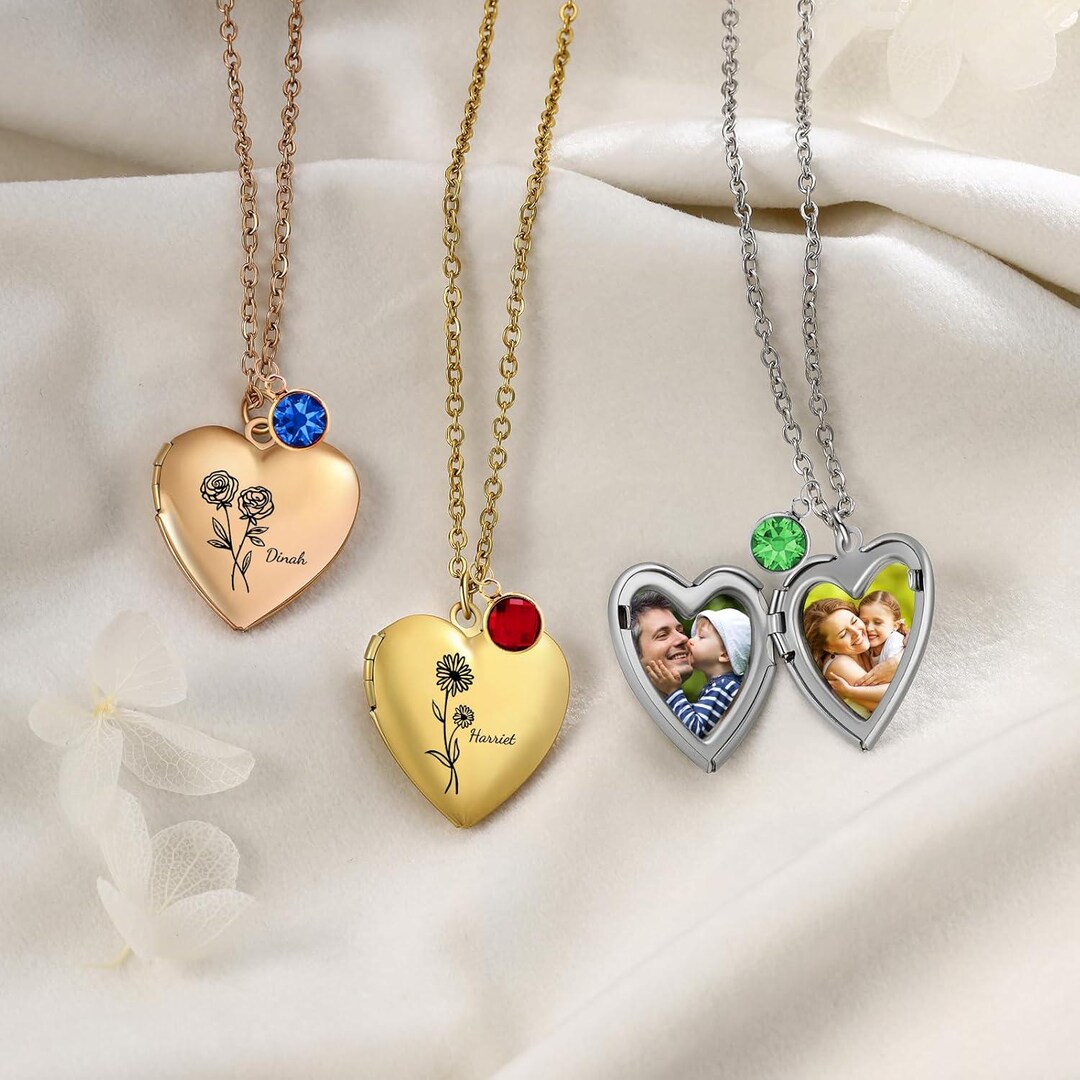 Personalization Photo Oenable Locket Necklace, Custom Birthstone ...