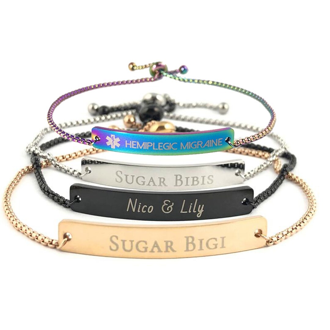 Personalized Custom Engraving Stainless Steel ID Bracelets for Women ...