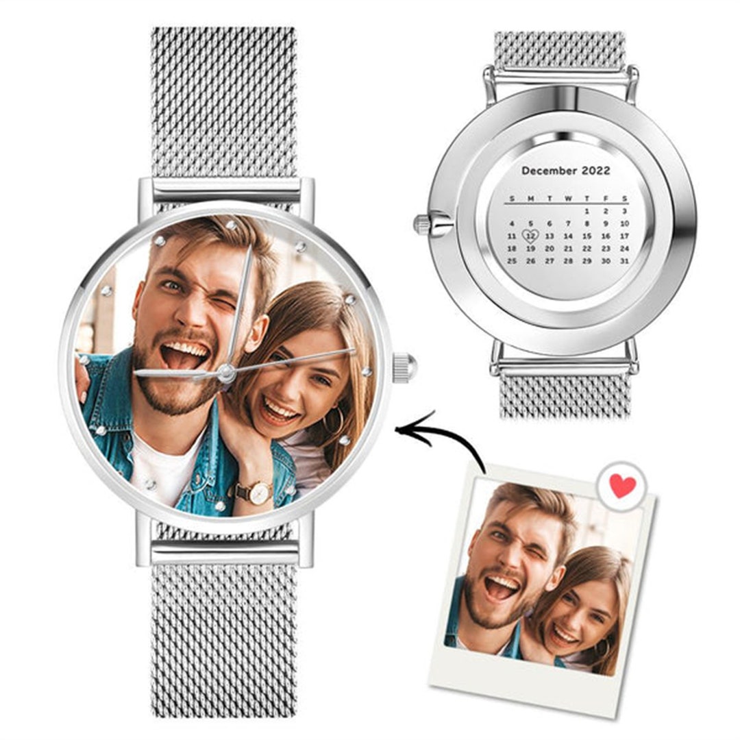Personalized Image Watch Custom Photo & Calendar Watch Milanese Strap ...