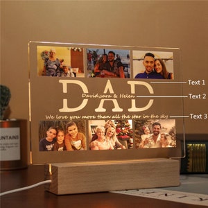 Personalized MOM/DAD Night Light With Multi-photo Custom Engraved Text ...