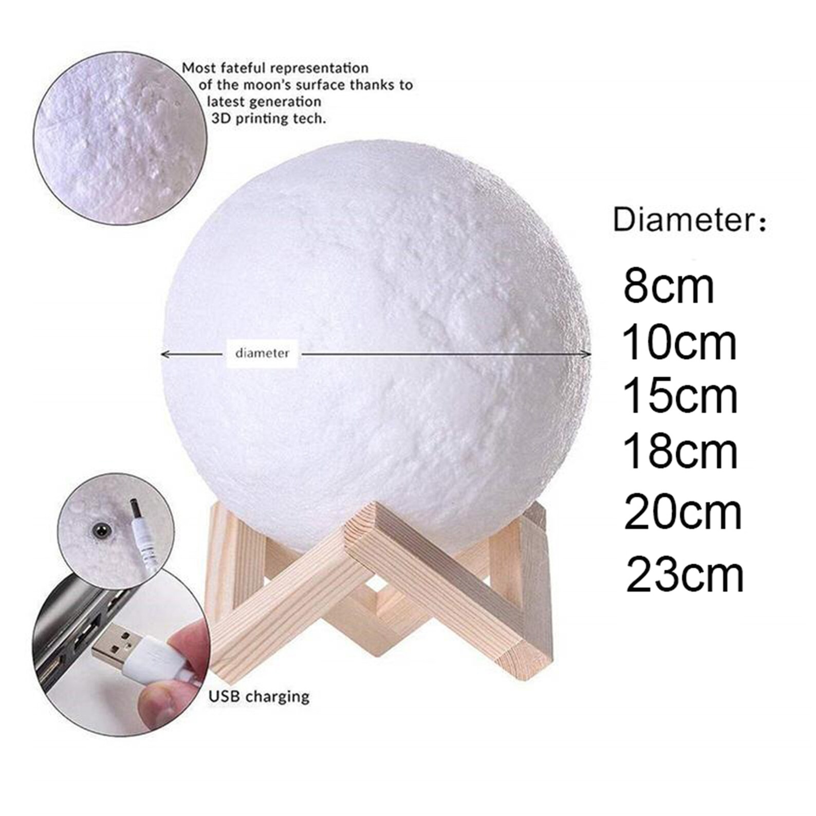 Personalization Luna Moon Lamp Night Light 3D Print Moonlight | Etsy