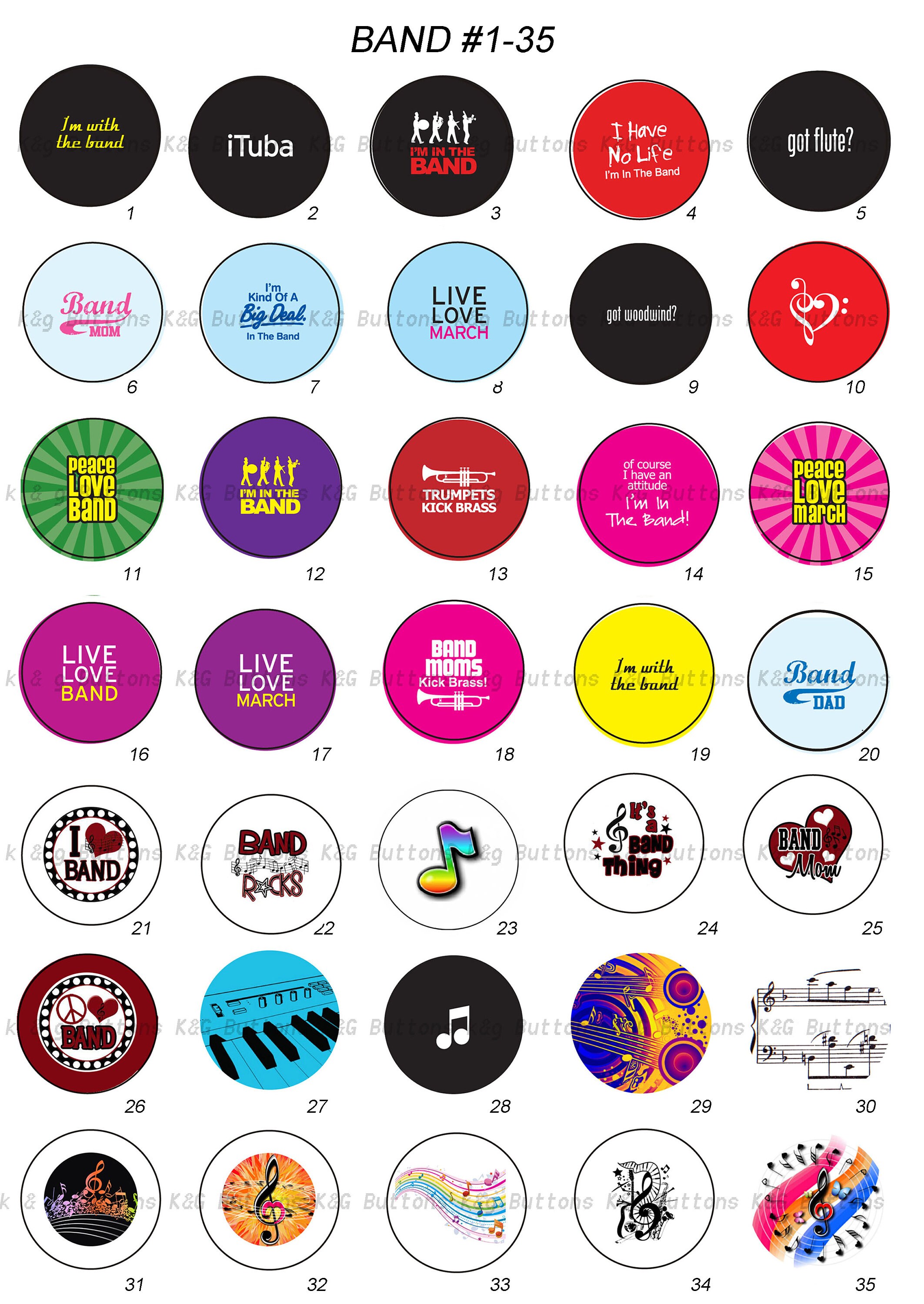 1 inch designs on buttons | Etsy