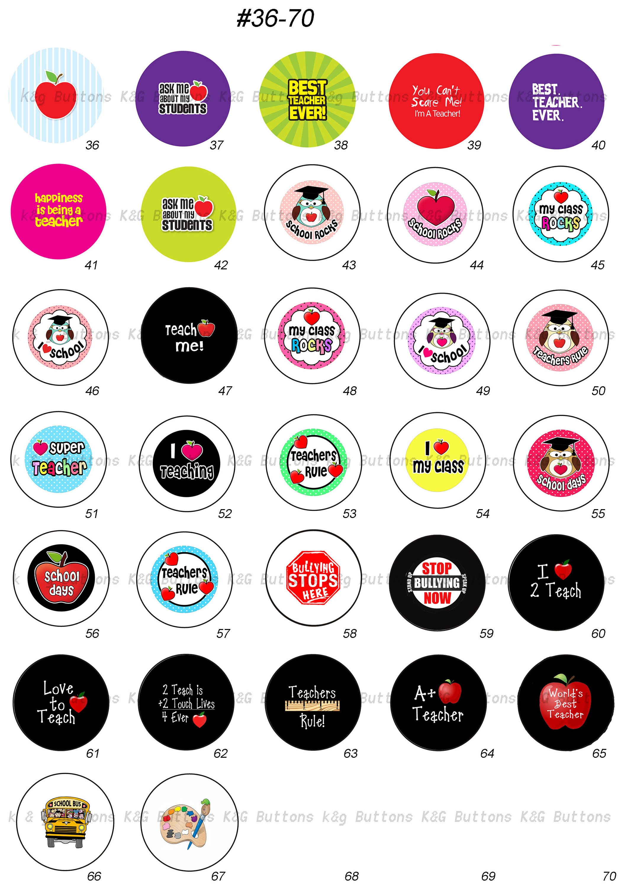 1 inch designs on buttons | Etsy