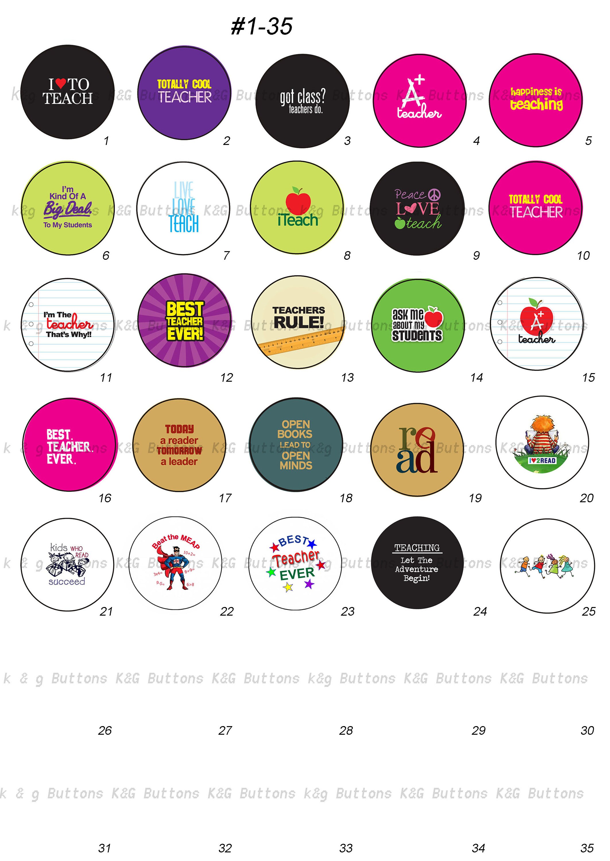 1 inch designs on buttons | Etsy