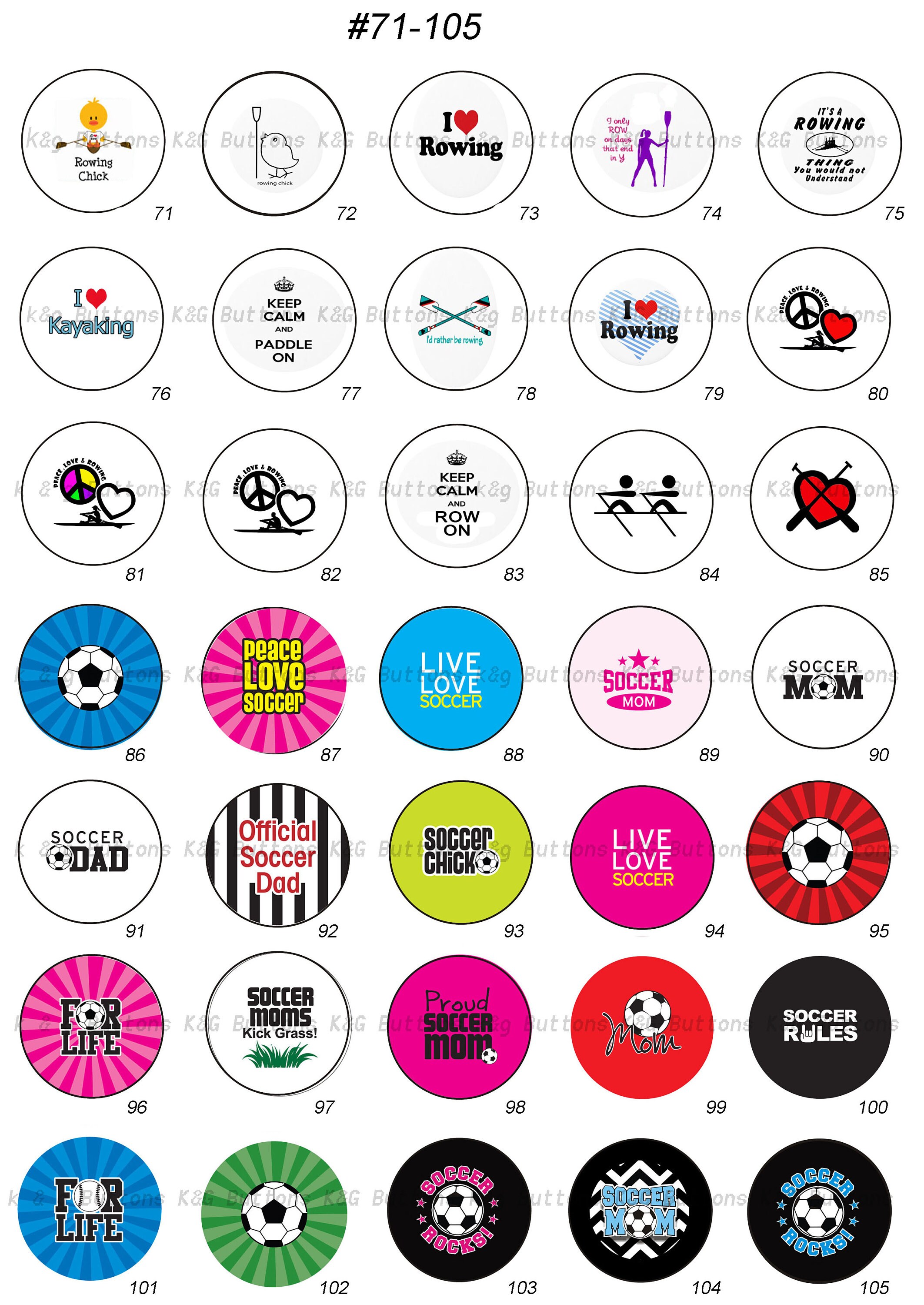 1 inch designs on buttons | Etsy