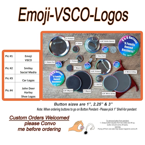 1 Inch Designs on Buttons Emoji VSCO Smiley Faces | Etsy