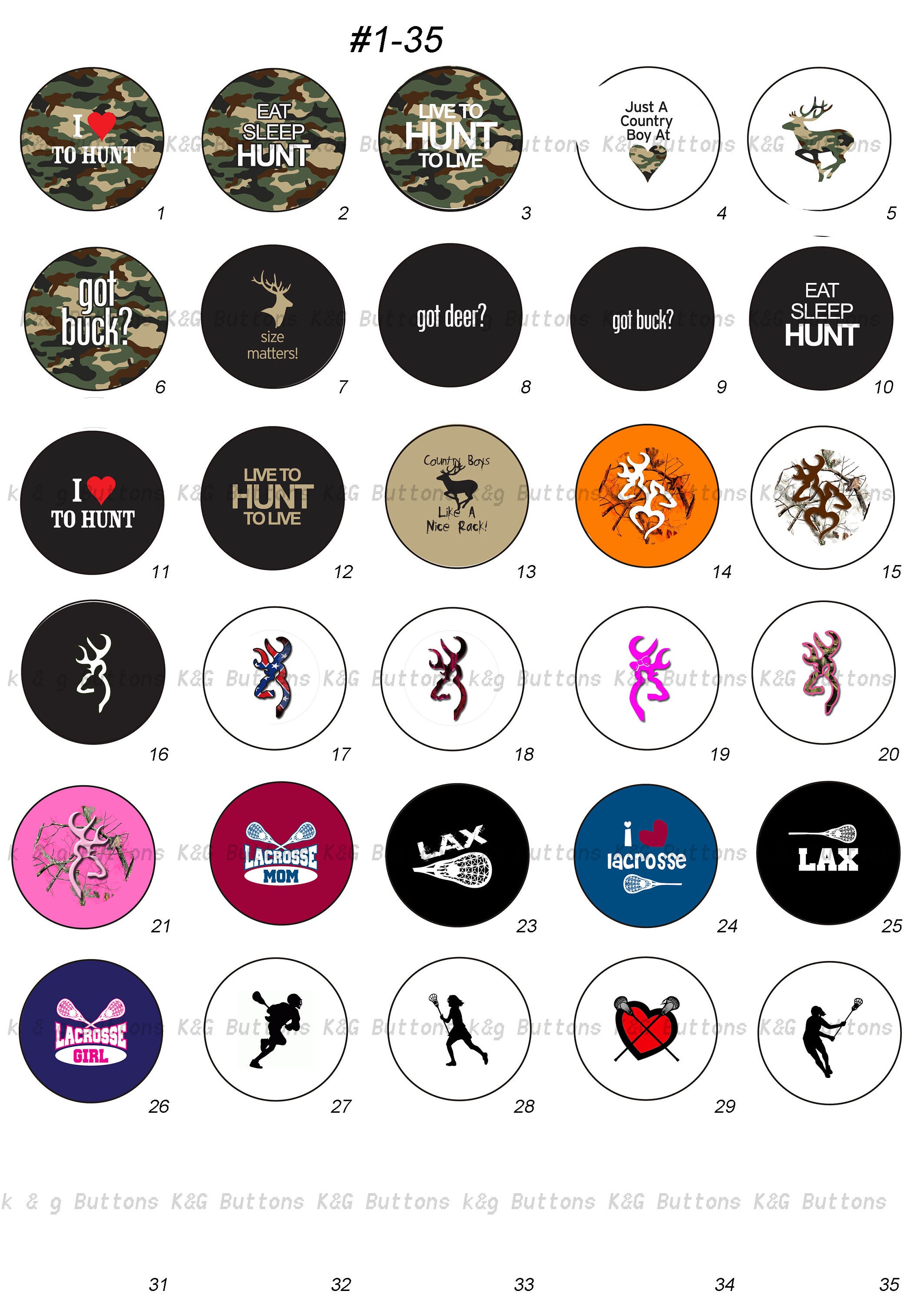 1 inch designs on buttons | Etsy